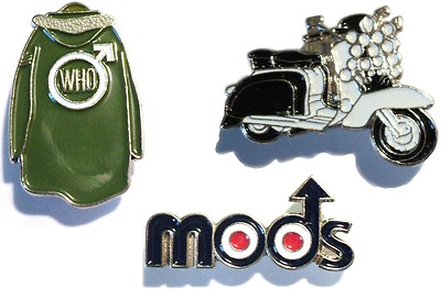 MODS Scooterist Badge Set Scooter, Parker Parka & RAF Mod Roundel Metal ...