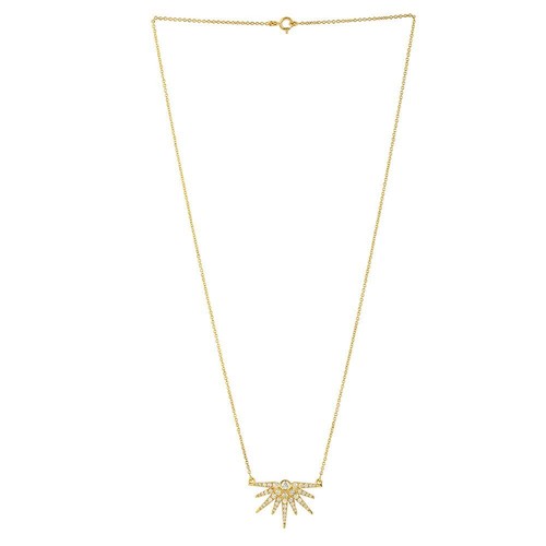 0.61Ct Diamond Sun Brust Collar Necklace 14k Yellow Gold | eBay