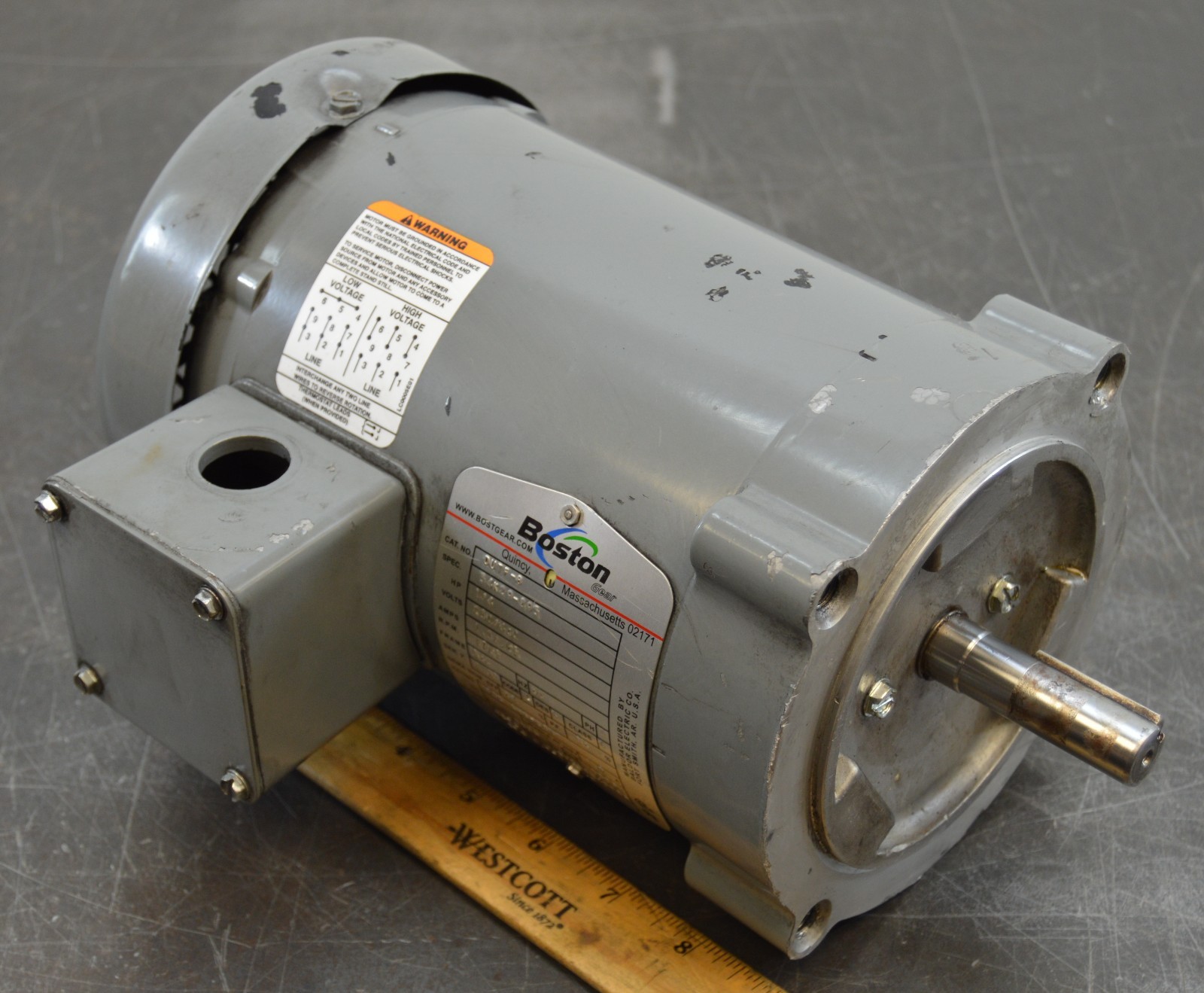 Boston Gear Baldor DUTF-B 1/4 HP 1725 RPM Electric Motor 3-PH 230/460 ...