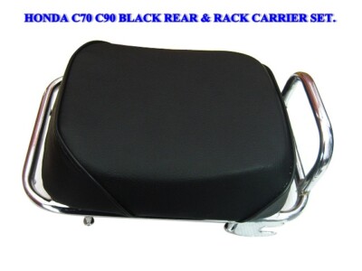 Fit HONDA C70 C90 Black Rear & Rack Carrier Set "Small seat Size ...