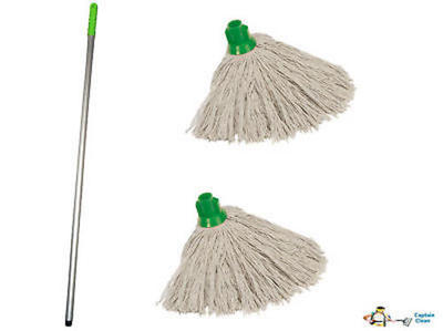 Green Mop and Handle Set 1 handle & 2 x 16py Mop Heads | eBay UK