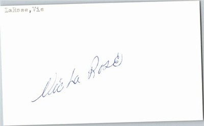 -Vic LaRose- (d.2011) Signed/Autograph/Auto Index Card Chicago Cubs MLB ...