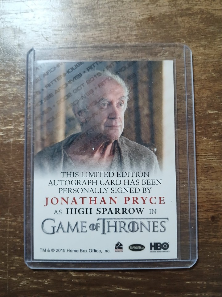 Jonathan Pryce (High Sparrow) Auto Rittenhouse Game of Thrones Season 5 ...