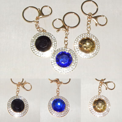 WHOLESALE LOT OF 3 BLING RHINESTONES GOLDTONE KEY CHAIN KEY RING PURSE ...