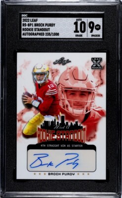 SGC 9 Brock Purdy 2022 Leaf Rookie Standout RC Auto Autograph #'d /1000 ...