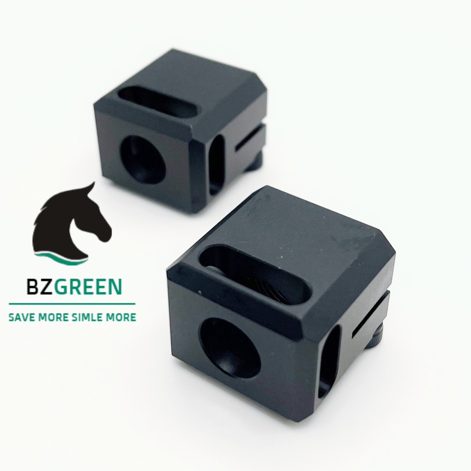 2 Pack 1/2x28 TPI 9mm Muzzle Brake Compensator Clamp On Black Alum For ...