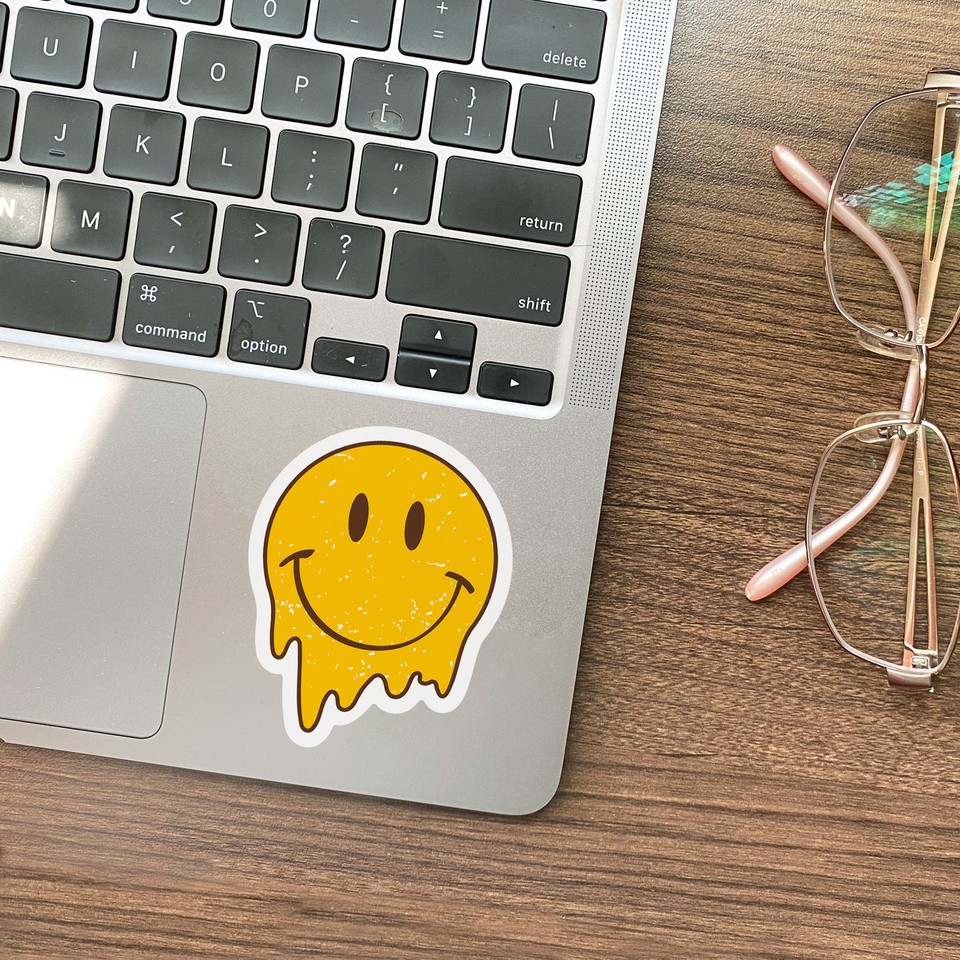 Retro Melting Smile Face Sticker Funny Groovy Hippie Stickers (5 inches ...