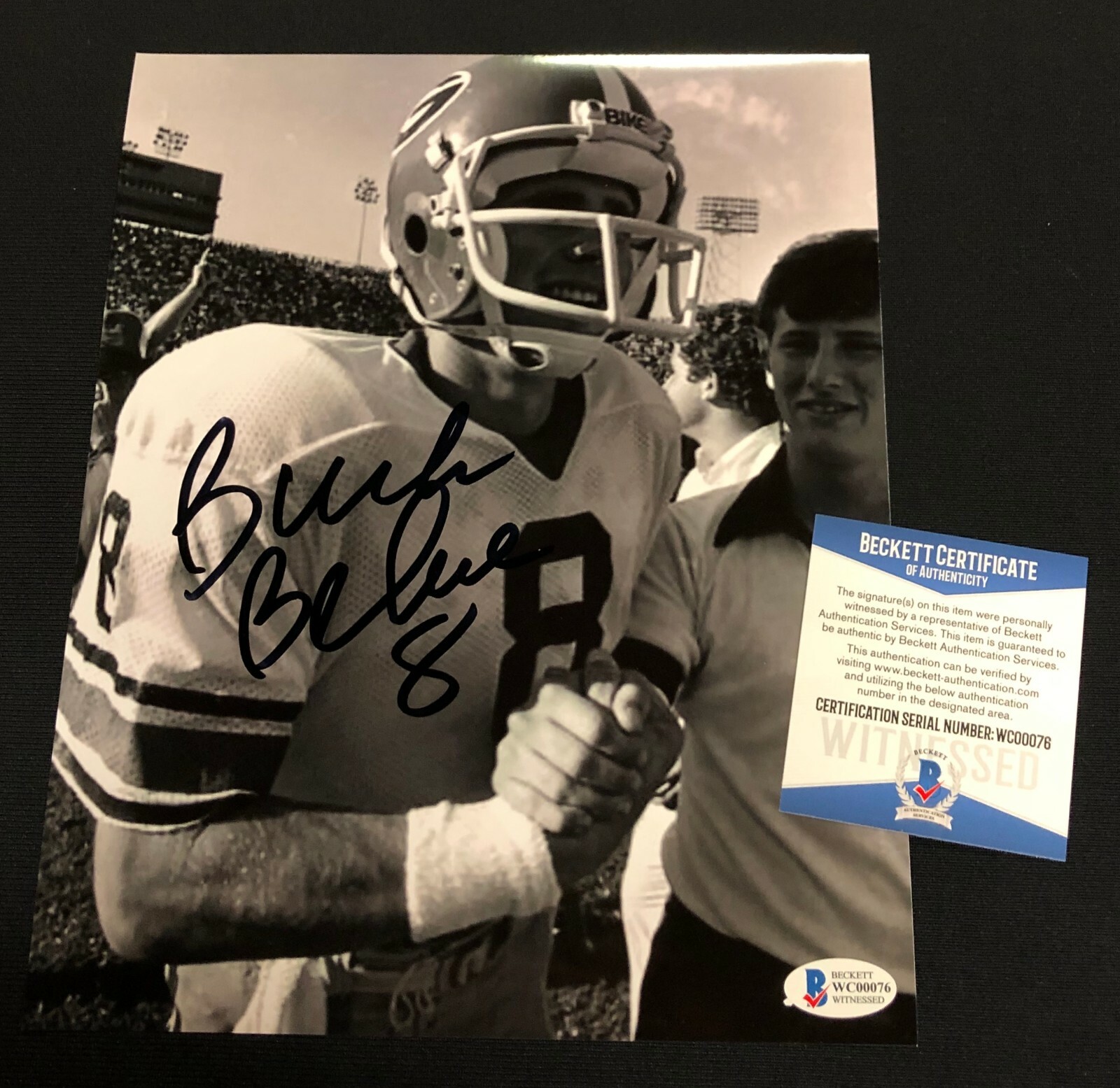 BUCK BELUE SIGNED GEORGIA BULLDOGS 8X10 CLOSE UP PHOTO BECKETT WITNESS ...