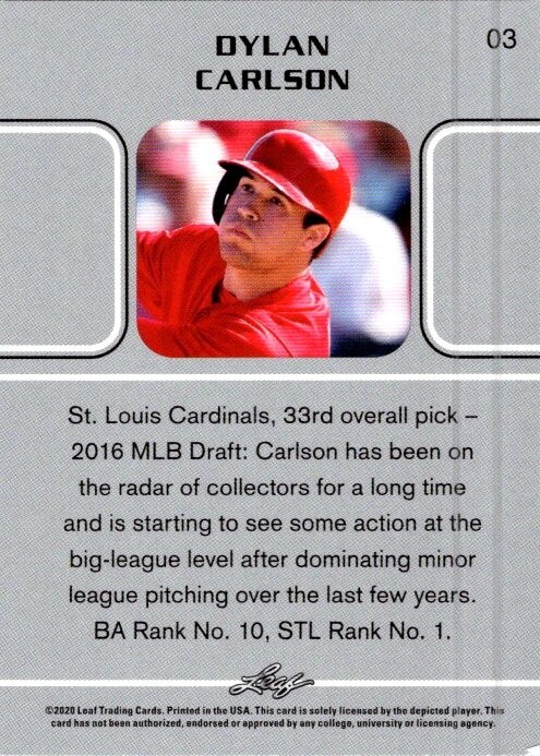 2020 Dylan Carlson Leaf Retail Value Rookie Card Cardinals RC Cards | eBay
