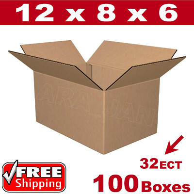 100- 12x8x6 Cardboard Boxes Mailing Packing Shipping Box 32ECT ...