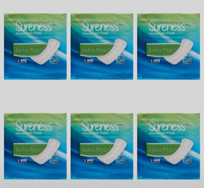 Sureness Absorbent Pads Extra Plus Case of 96 Bladder Weakness ...