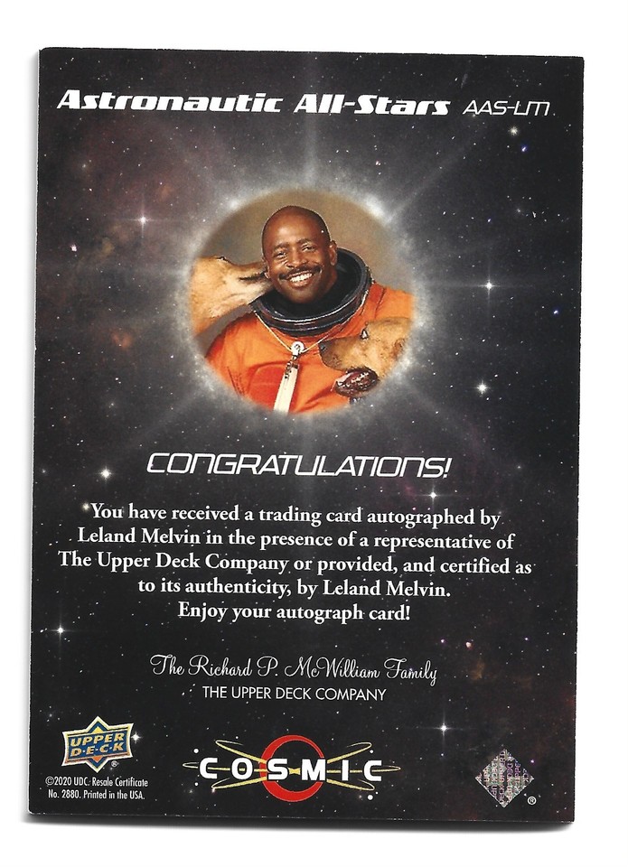 Leland Melvin AUTOGRAPH 2022 Upper Deck Cosmic Astronautic All-Stars ...