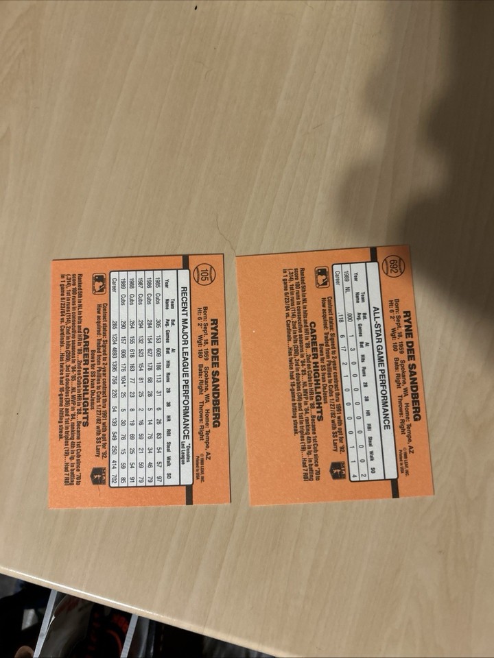 Vintage Ryne Sandberg 1990 2 Card Lot | eBay