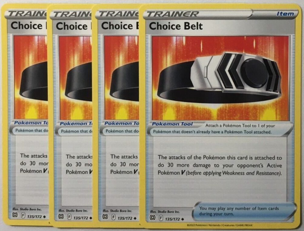 POKEMON 4X CHOICE BELT 135/172 BRILLIANT STARS UNCOMMON NEAR MINT ...