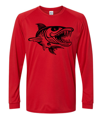 Barracuda Fish Bones Long Sleeve UPF 50 T-Shirt Fishing Boat Beach ...