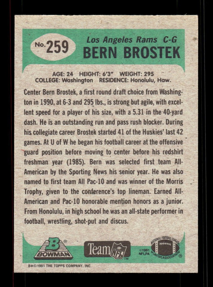 1991 Bowman #259 Bern Brostek HAND SIGNED AUTO | eBay