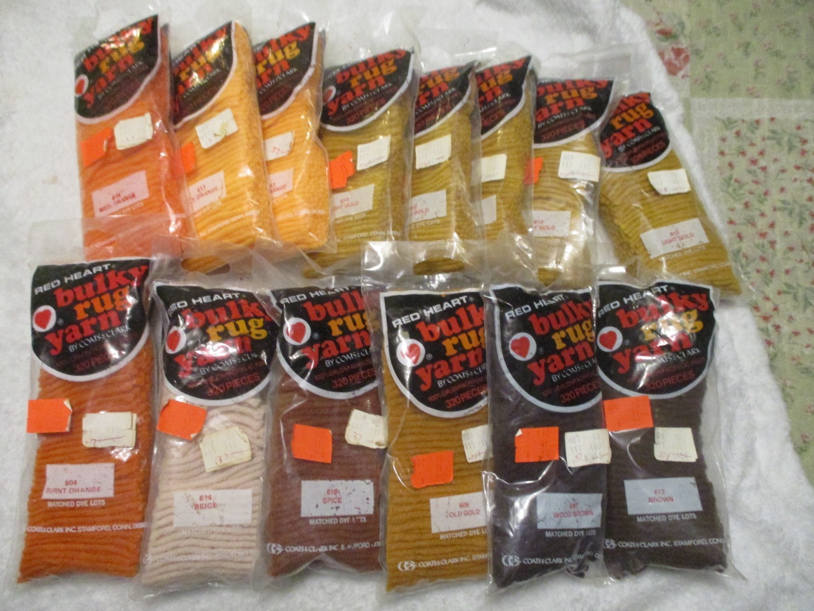 Red Heart Bulky Rug Yarn Latch Hook Lot Of (15) Orange, Brown, Gold ...