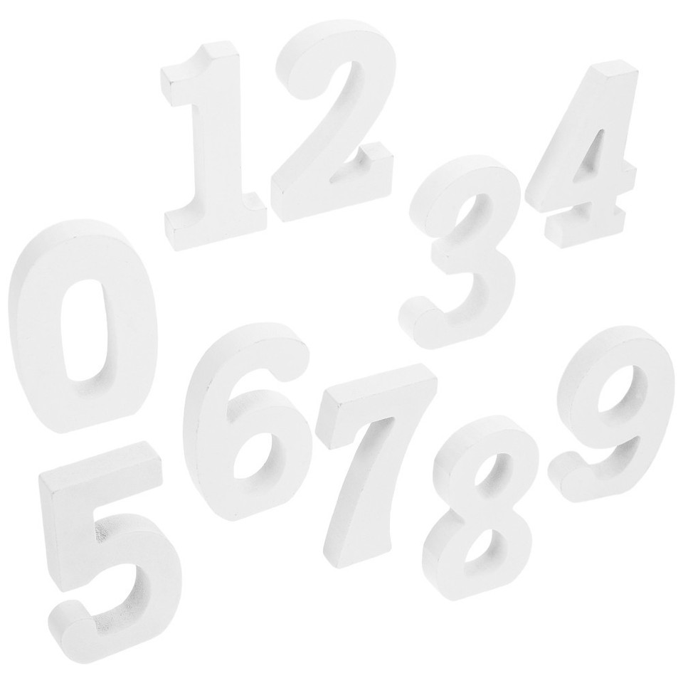 10Pcs Wooden Number Sign Unfinished Blank Number Craft Wood Number ...