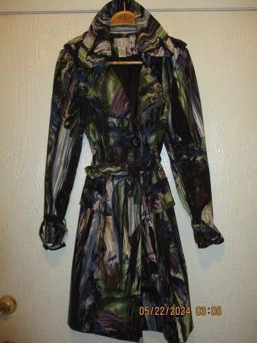 Alberto Makali Polyester Graphic Multi Color Trench Coat (Size 6) XMAS ...