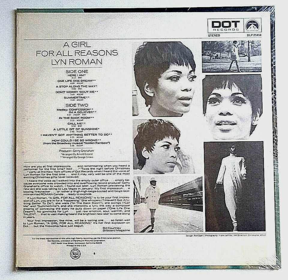 LYN ROMAN - A Girl For All Reasons - Vinyl LP Dot Records DLP-25850 ...