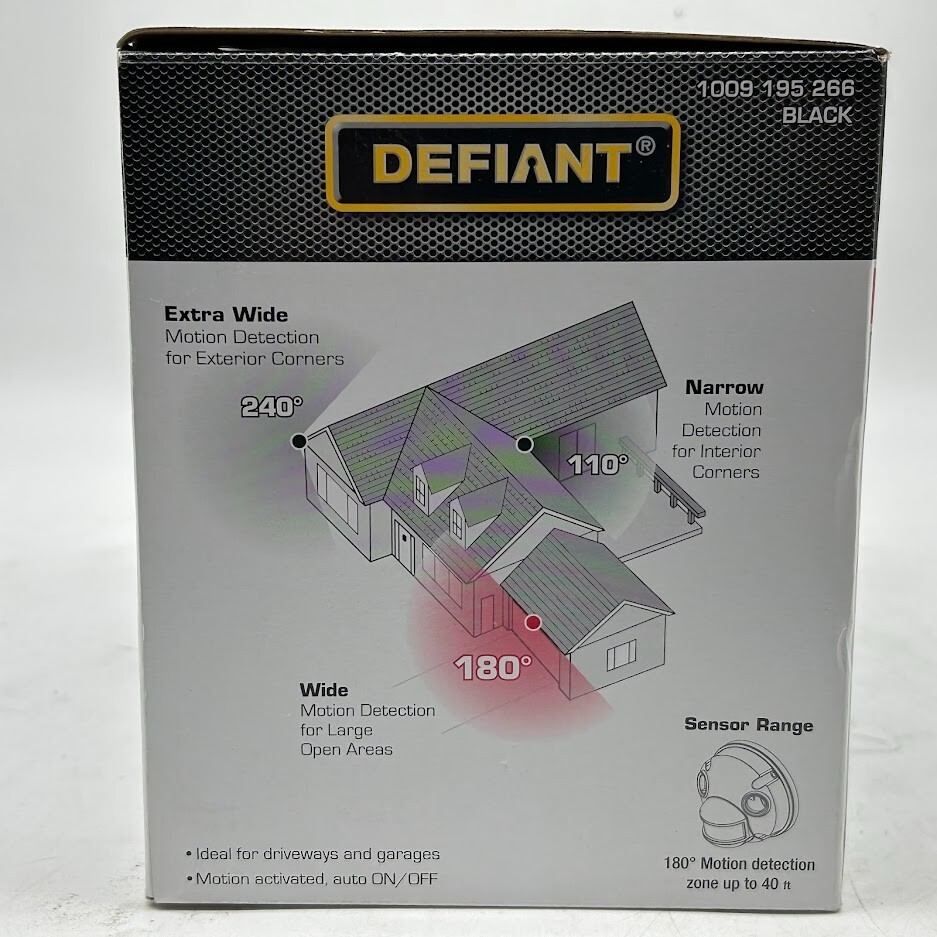 Defiant 180° Black Motion Sensor Wired Outdoor 2-Head LED Security ...