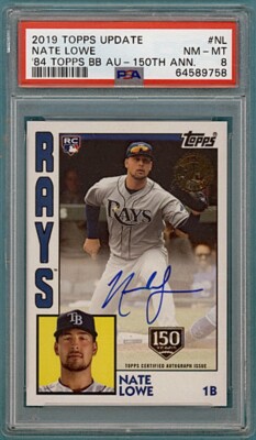 2019 Topps Update Nate Lowe 1984 Topps Baseball Auto #NL PSA 8! Rays ...