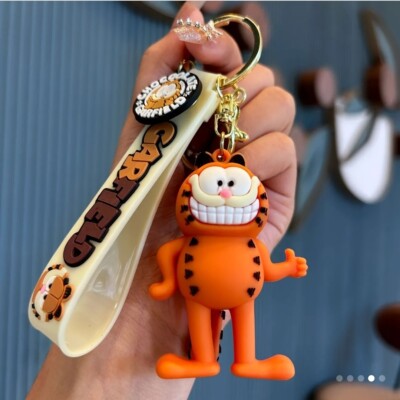 Garfield Cartoon Character Soft Rubber Keychain Key Ring Holder | eBay