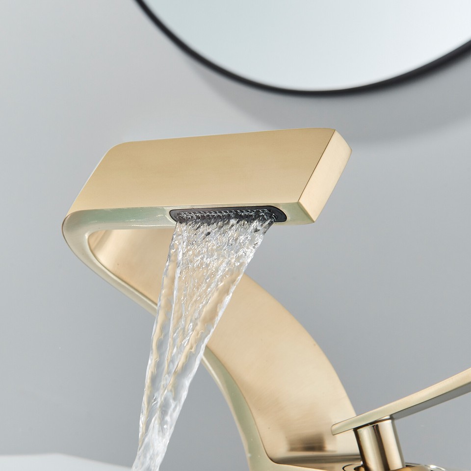 Bathroom Faucet Single Handle one Hole Waterfall Lavatory Vanity Sink ...