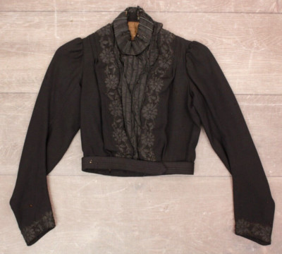 VTG Women's Antique Edwardian Late 1800s Black Wool Jacket W/ Floral ...