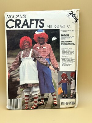 McCall's Crafts Pattern 2625 Raggedy Ann & Andy Costumes Sz Small ...