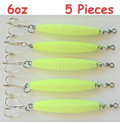 5 pcs Diamond Jigs 6oz Glow in the Dark Saltwater Fishing Lures w ...
