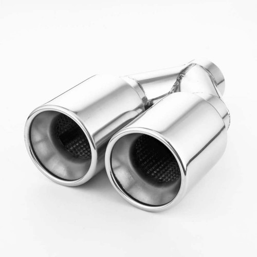 Twin Exhaust Tip 3.5" Dual Round Out 2.25" Inlet Resonated Double Wall ...