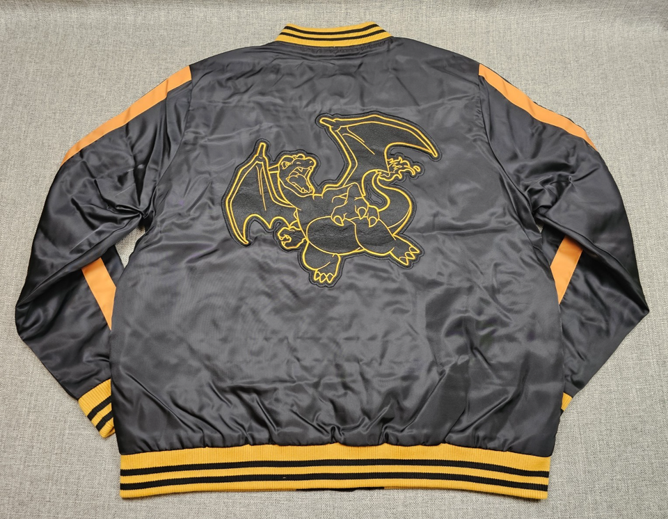 Pokemon Center Charizard Jacket Mens Large Satin Bomber Embroidered ...