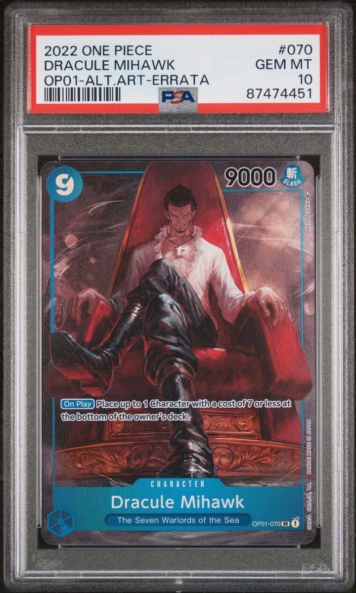 PSA 10 Dracule Mihawk OP01 070 Alt Art One Piece Card Game PSA 10 Dracule Mihawk OP01 070 Alt Art One Piece Card Game