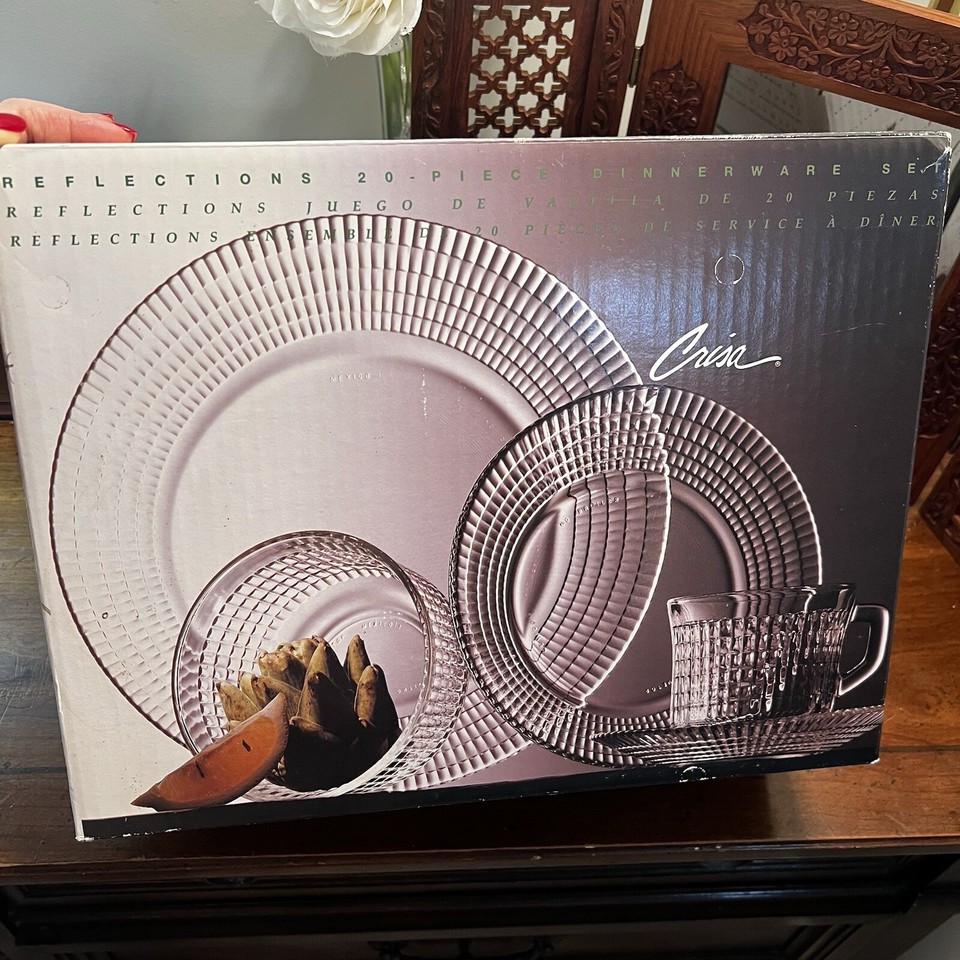 Vintage Crisa Reflections 20 Piece Dinnerware Set, Service for 4 Clear ...