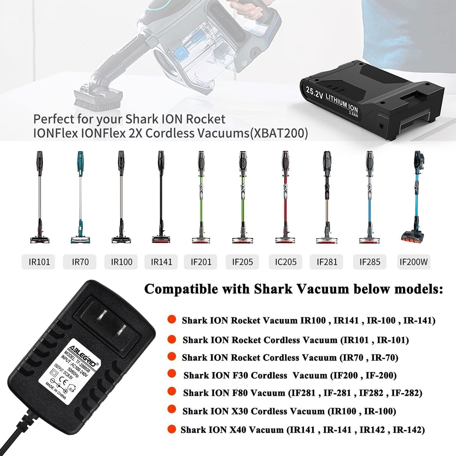 28.8V Adapter Charger For Shark ION IF281 IF-281 103FYI200 XBAT200 ...