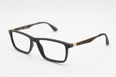 NEW RAY-BAN RB 7056 5644 BLACK GOLD AUTHENTIC EYEGLASSES 55-17 | eBay