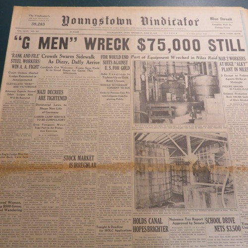 ELLIOTT NESS RAIDS A STILL JUNE 27 1935 NEWSPAPER | eBay