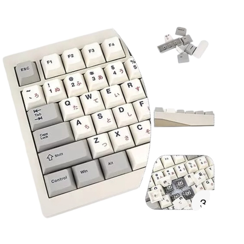 124 Keys Retro Japanese Keycaps Set Ash Grey PBT Cherry Profile Keycaps ...