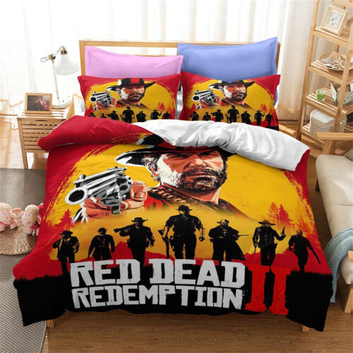 Single Double King Super King Bed Duvet Quilt Cover Set Red Dead ...