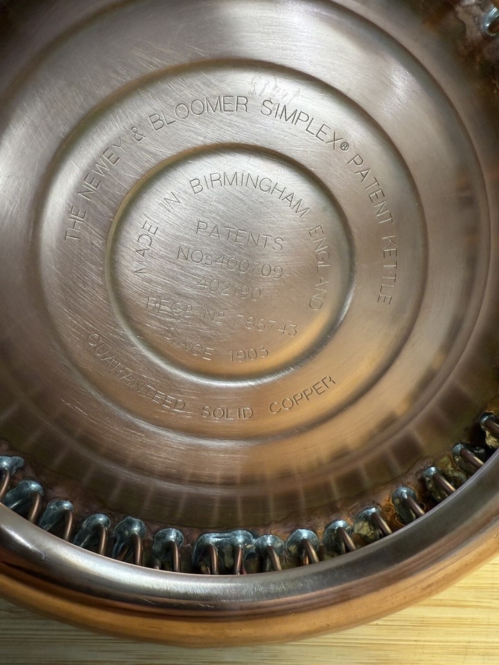 Simplex Buckingham No 1 by Newey & Bloomer Copper Rapid Boil Tea Kettle Read | eBay