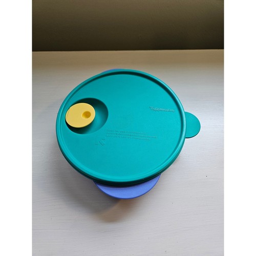 Tupperware #3859A Crystal Wave Divided Microwave Bowl w/Vented Lid Blue ...