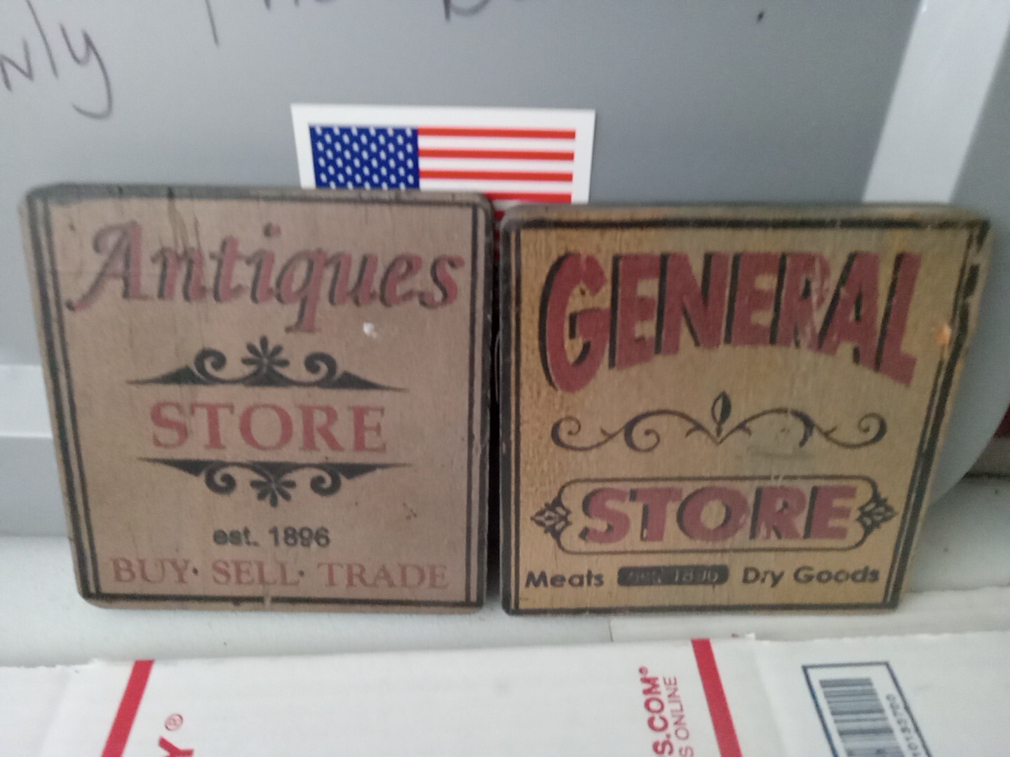 Lot Of 2 Antique Vintage General Store Advertising Signs Rare 6x6" Trl1 ...
