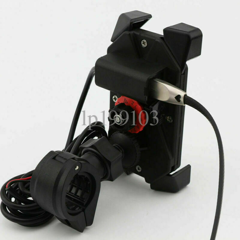 Motorcycle Bike ATV Cell Phone GPS Handlebar Mirror Mount Holder w/ USB ...