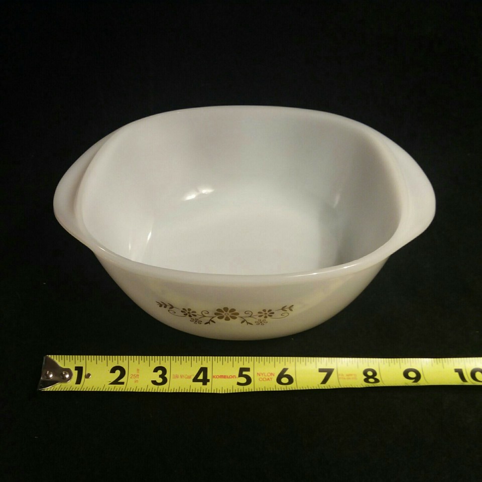 Vintage DYNAWARE PYR-O-REY White / Brown 10" Casserole Dish With Glass ...