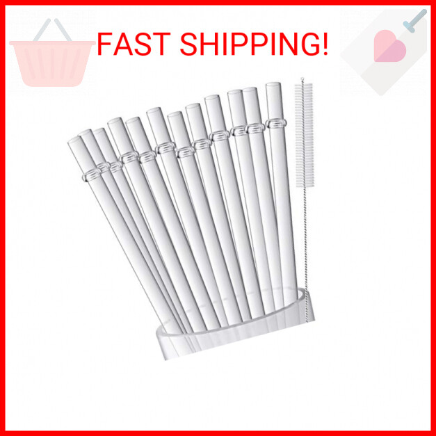 12 Pieces 11 Inches Clear Reusable Plastic Straws for Tall Cups ...