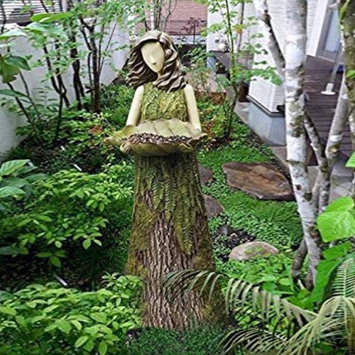 Fern Fairy Statue Goddess 2 In 1 Hummingbird Bird Feeder Resin Wall ...