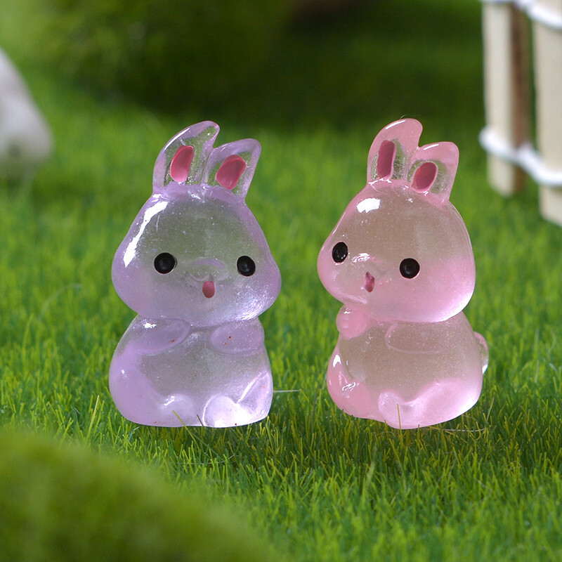 1Pc Luminous Rabbit Figurines Glow In The Dark Bunny Resin Statue ...