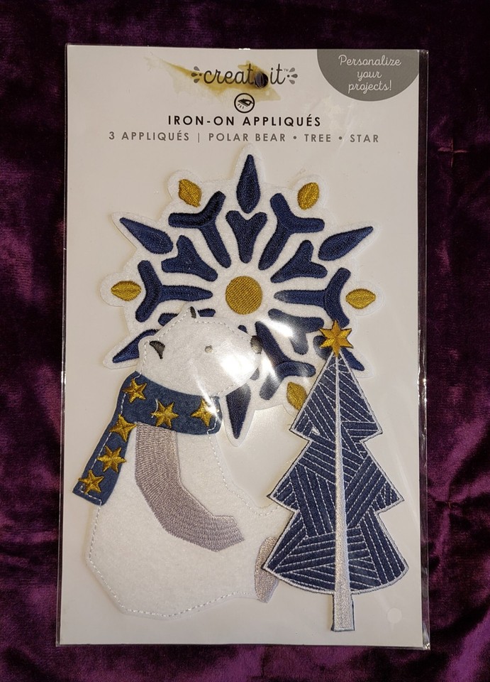 Snowflake, Polar Bear & Christmas Tree Iron-On Patches Appliqué Set ...