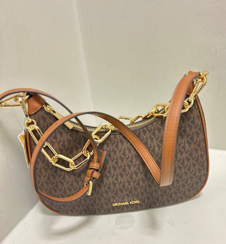 Michael kors Cora Large Zip Pouchette Chain Shoulder Crossbody Bag in ...